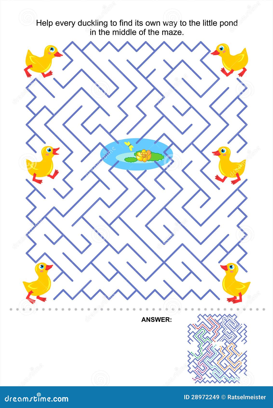 Maze Game for Kids - Ducklings and Pond Stock Vector - Illustration of ...