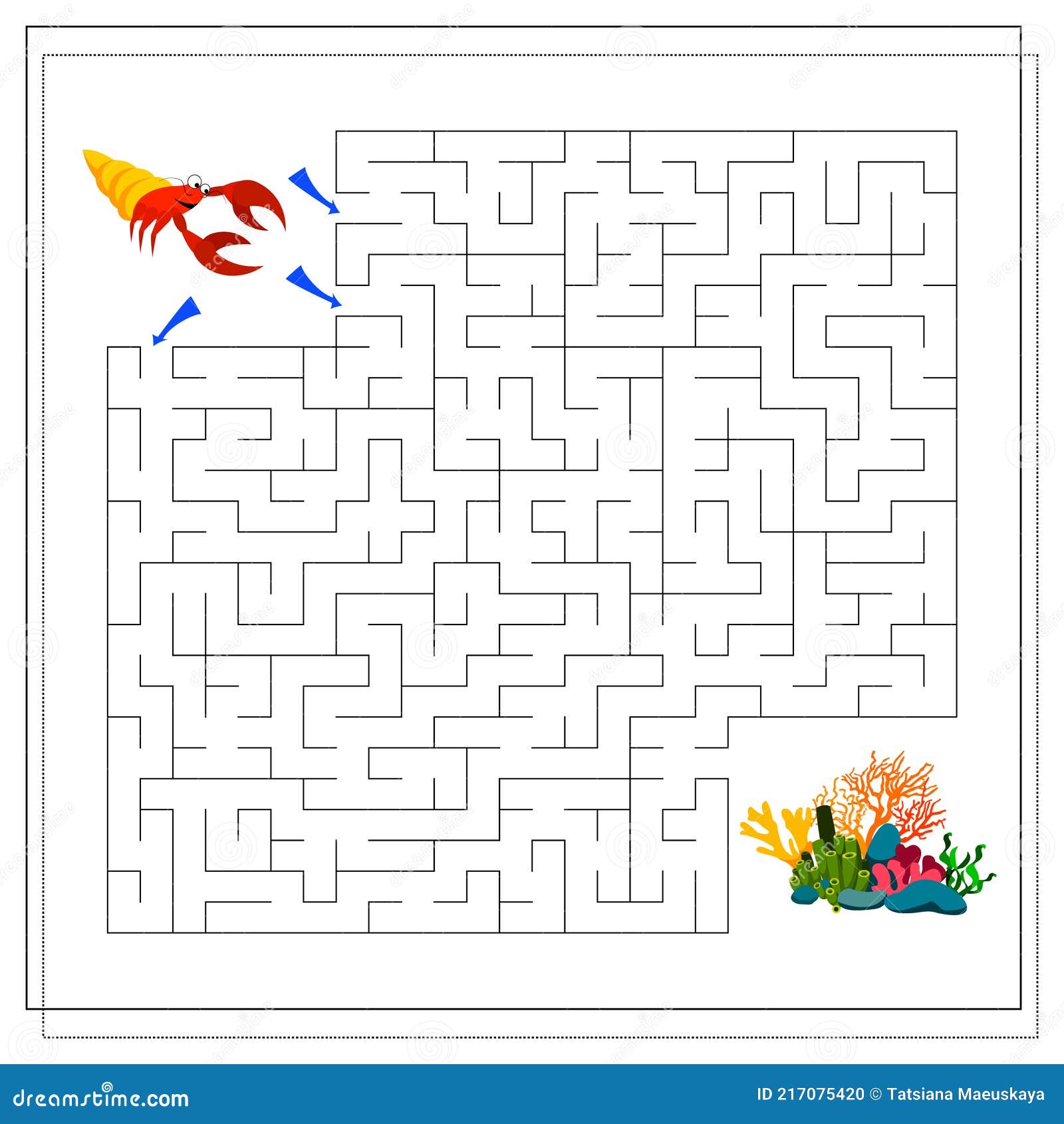 A Maze Game for Kids. Guide the Crayfish through the Maze To the Corals ...