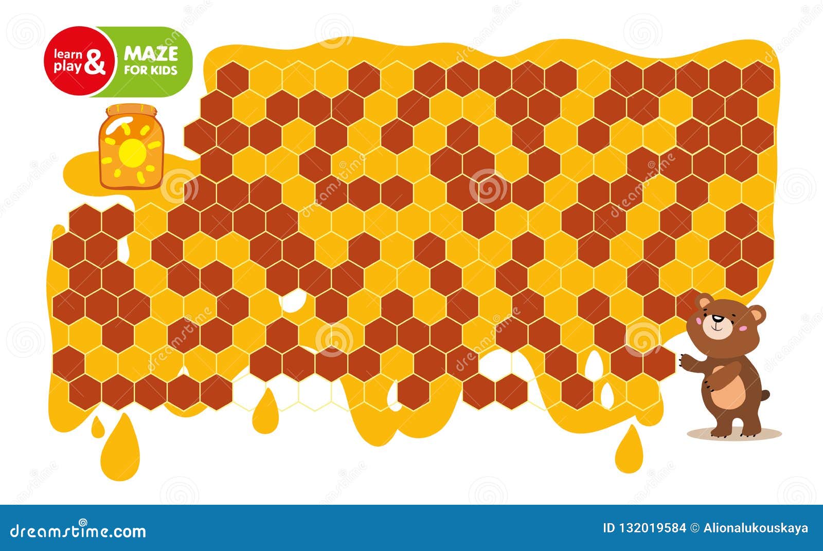 Help Bear Find Path To Honey. Labyrinth. Maze Game For Kids. Black And ... Help Bear Find Path To Honey. Labyrinth. Maze Game For Kids. Black And ...