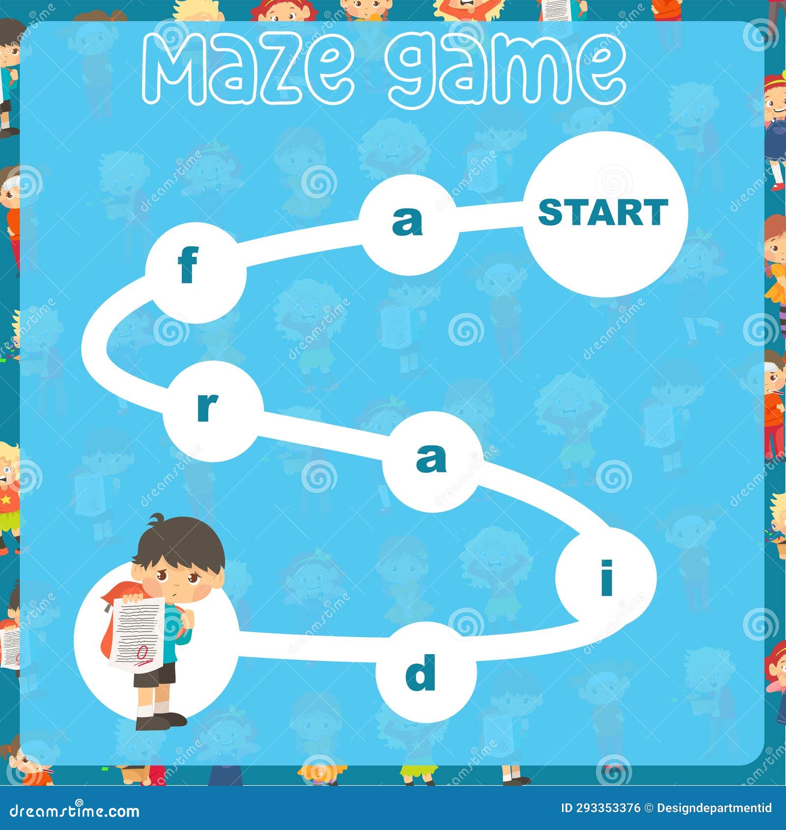 Maze Game Worksheet. Worksheet for Learning English Stock Vector ...