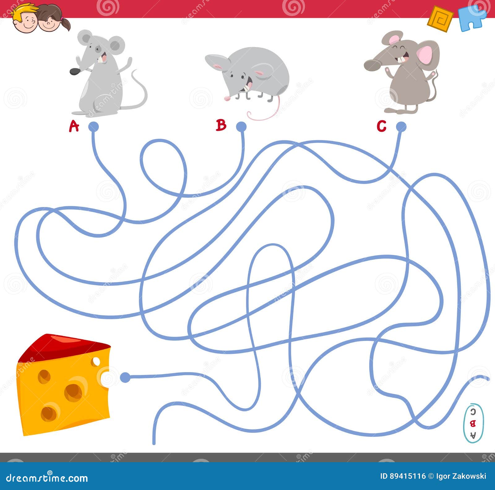 Maze Game with Mouse Characters Stock Vector - Illustration of activity ...