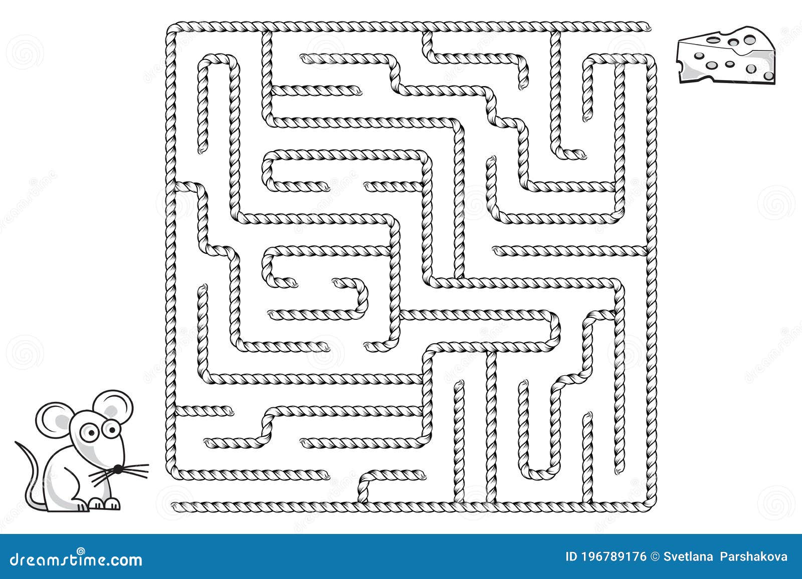 Maze Game with Mouse and a Piece of Cheese. Stock Vector - Illustration ...