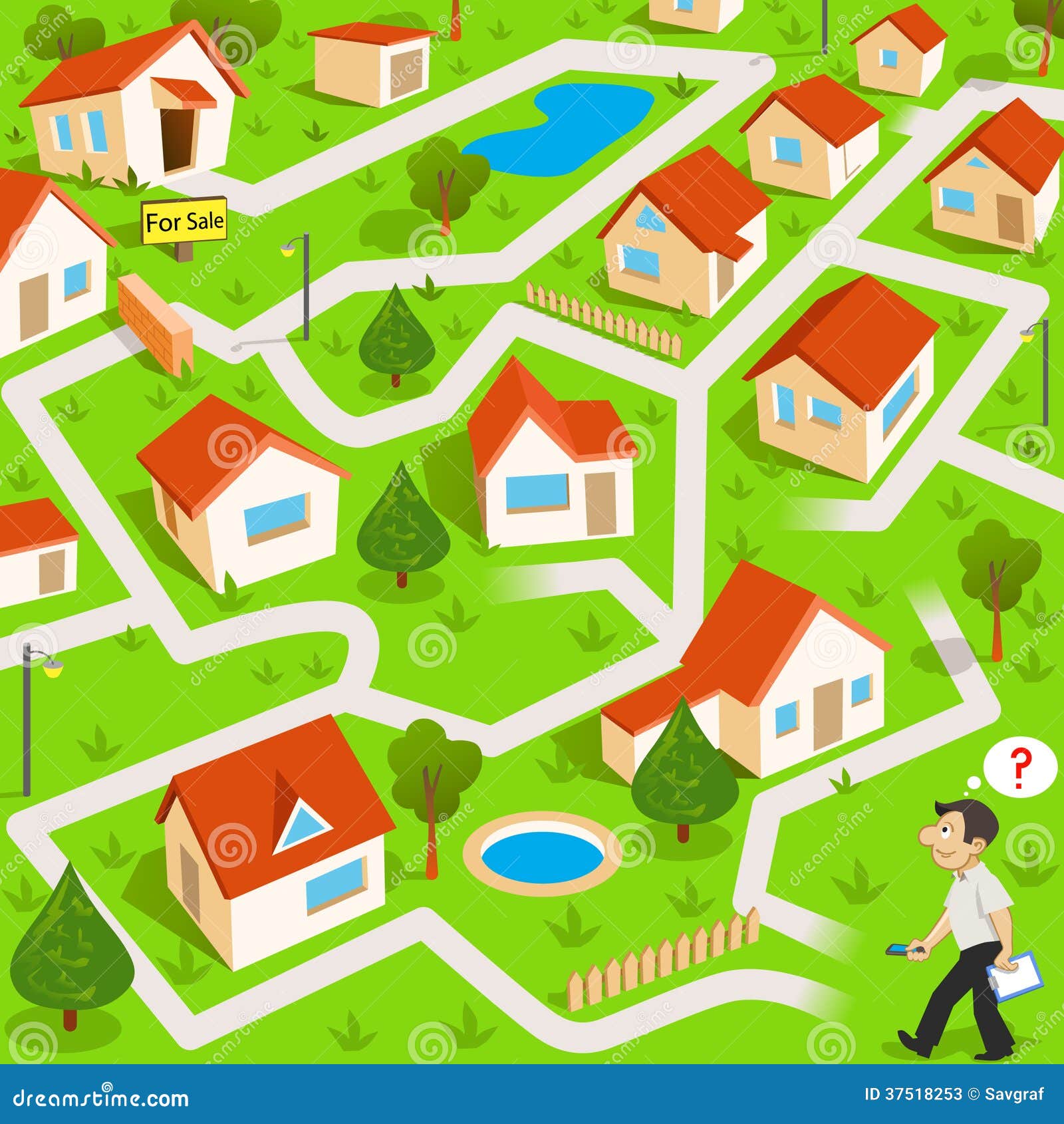 Maze Game with Real Estate Agent Stock Vector - Illustration of ...