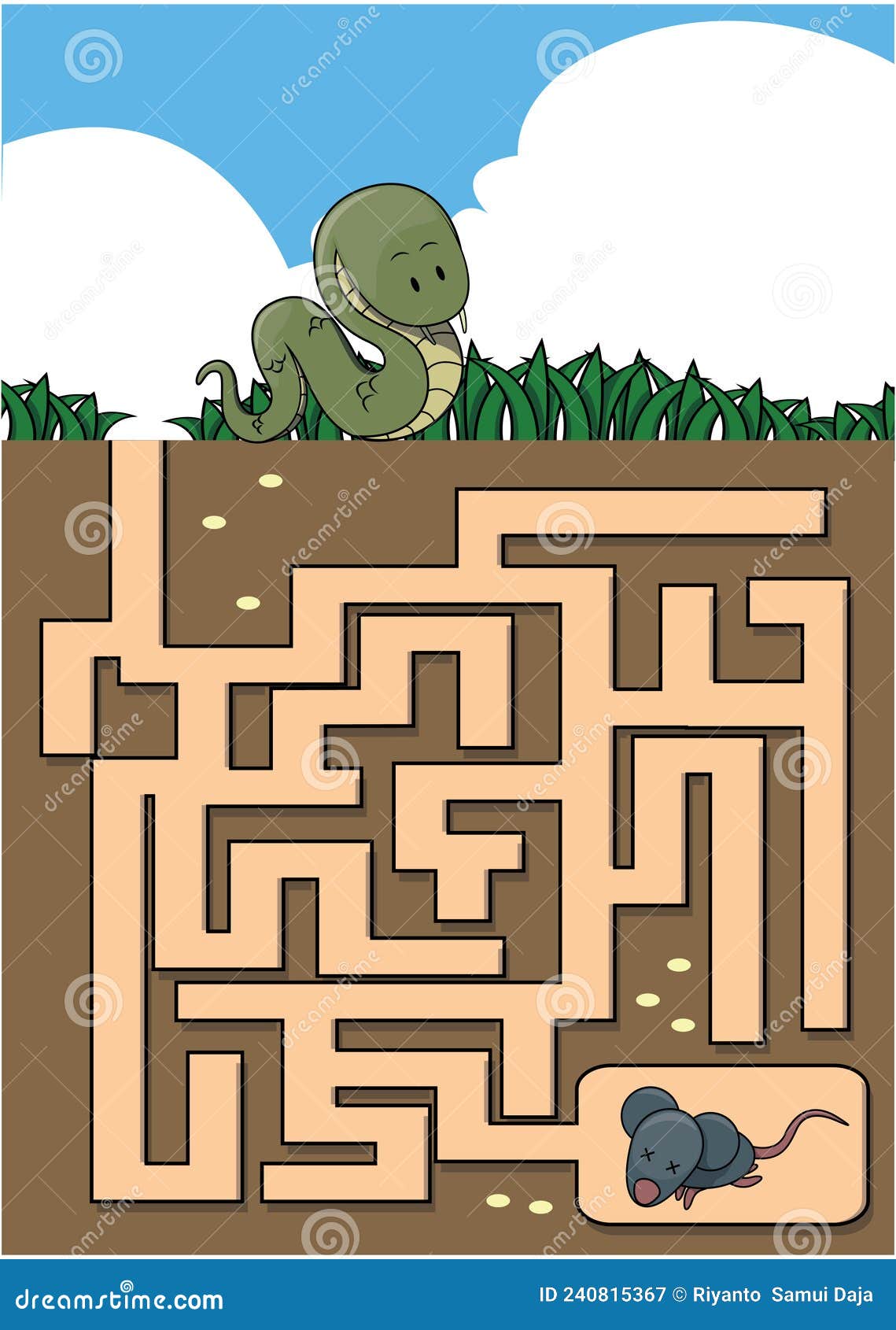 Maze Game Snake To Mouse Color Illustration Stock Vector - Illustration ...