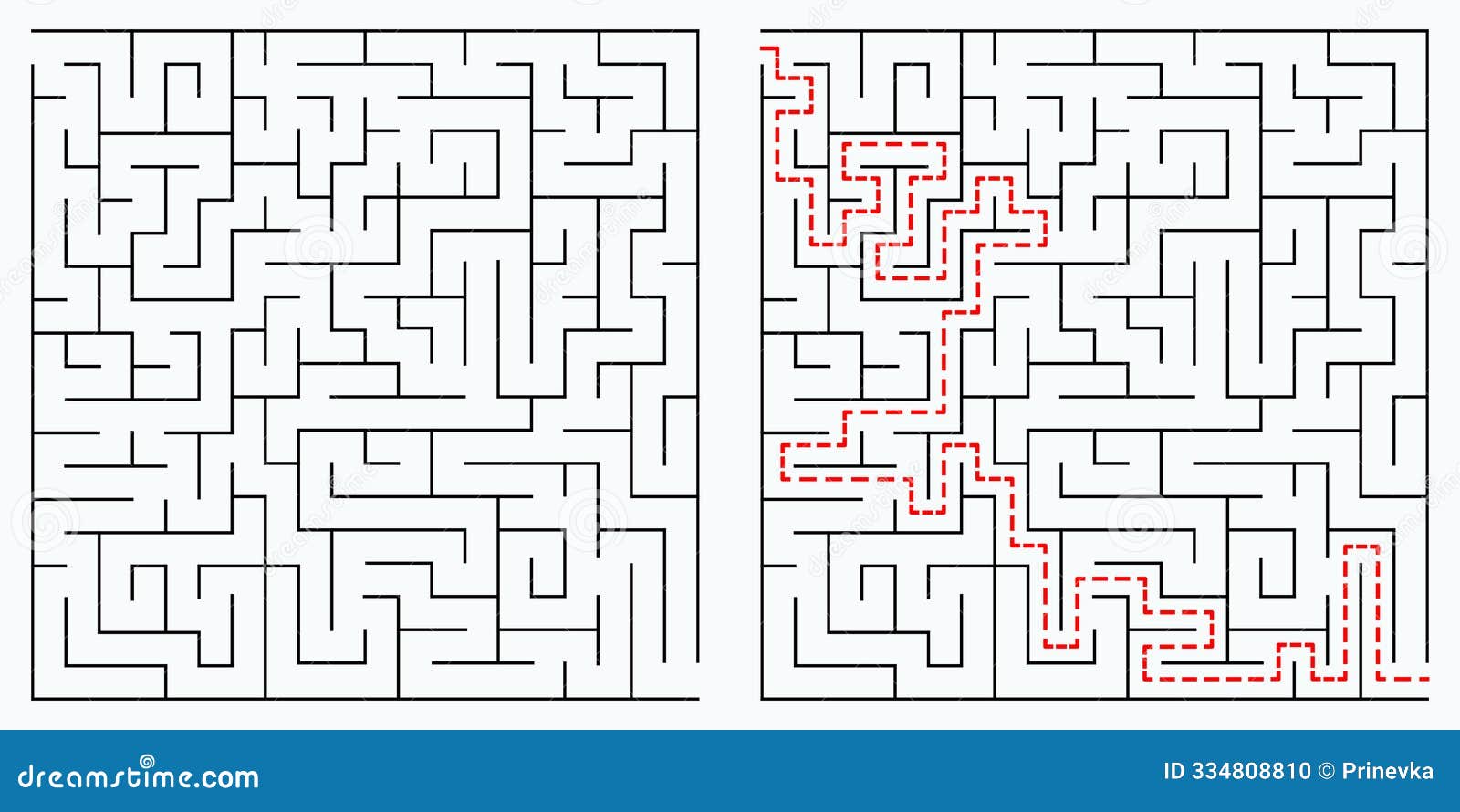 A Maze Game. Square Labyrinth with a Solution Stock Illustration ...