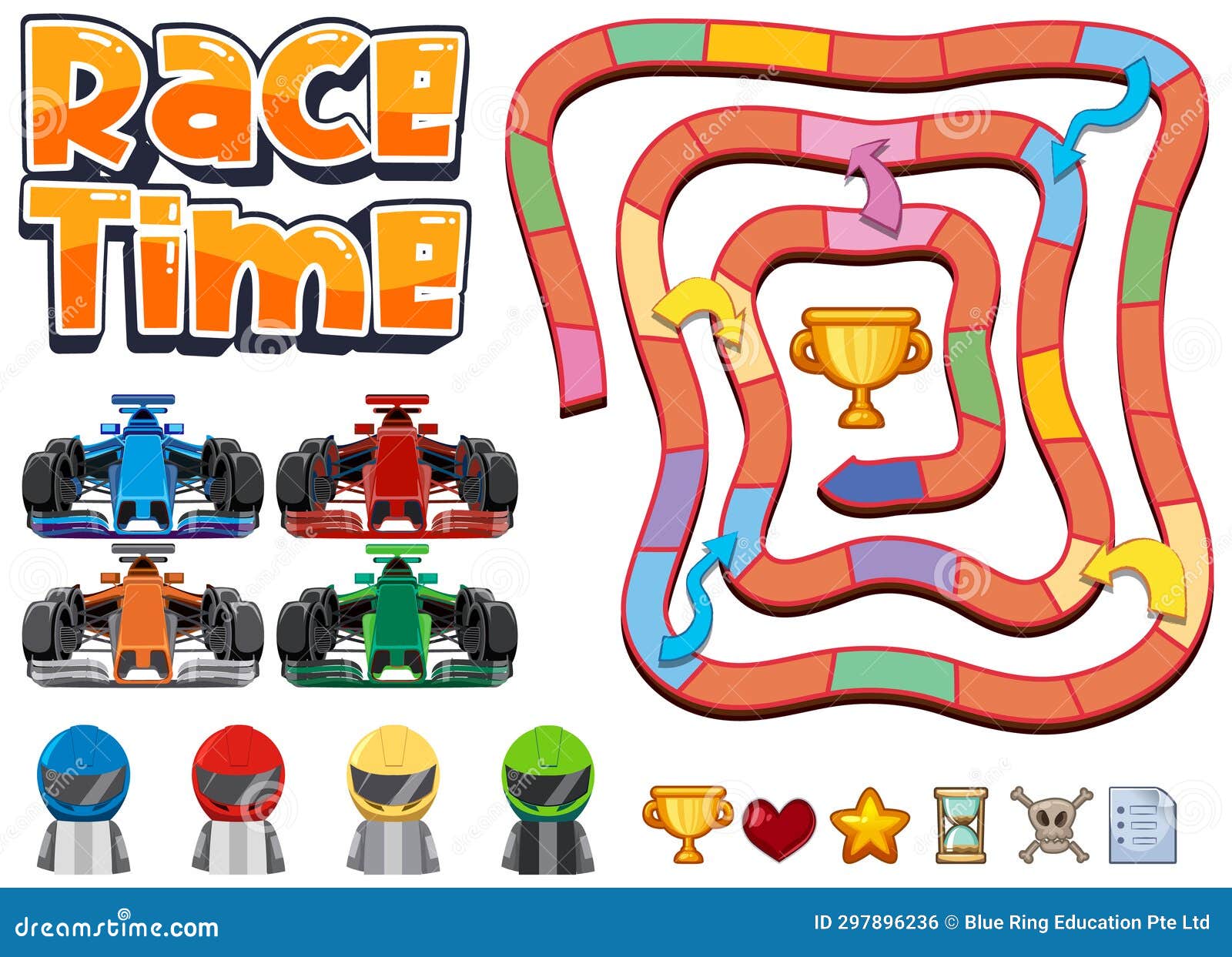 Racing Theme Design Elements Set Vector Illustration | CartoonDealer ...