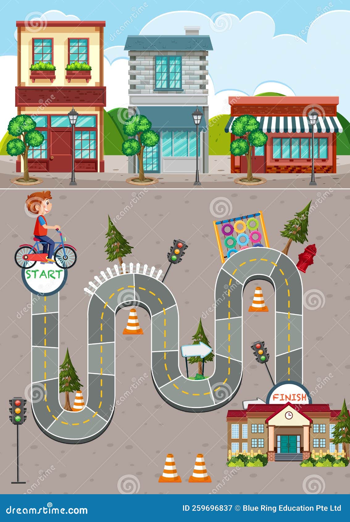 Maze Game Template for Kids Stock Vector - Illustration of maze, board ...