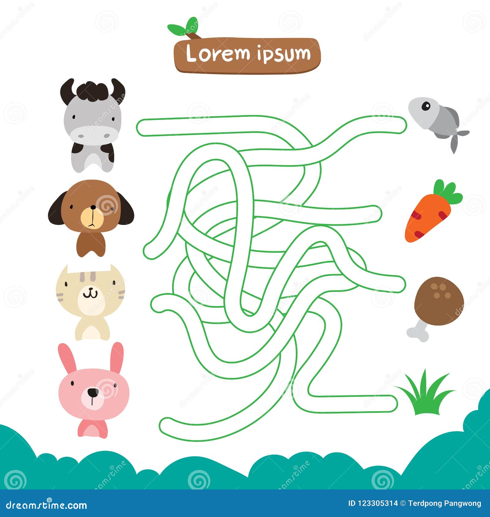 Maze game vector design stock vector. Illustration of meat - 123305314