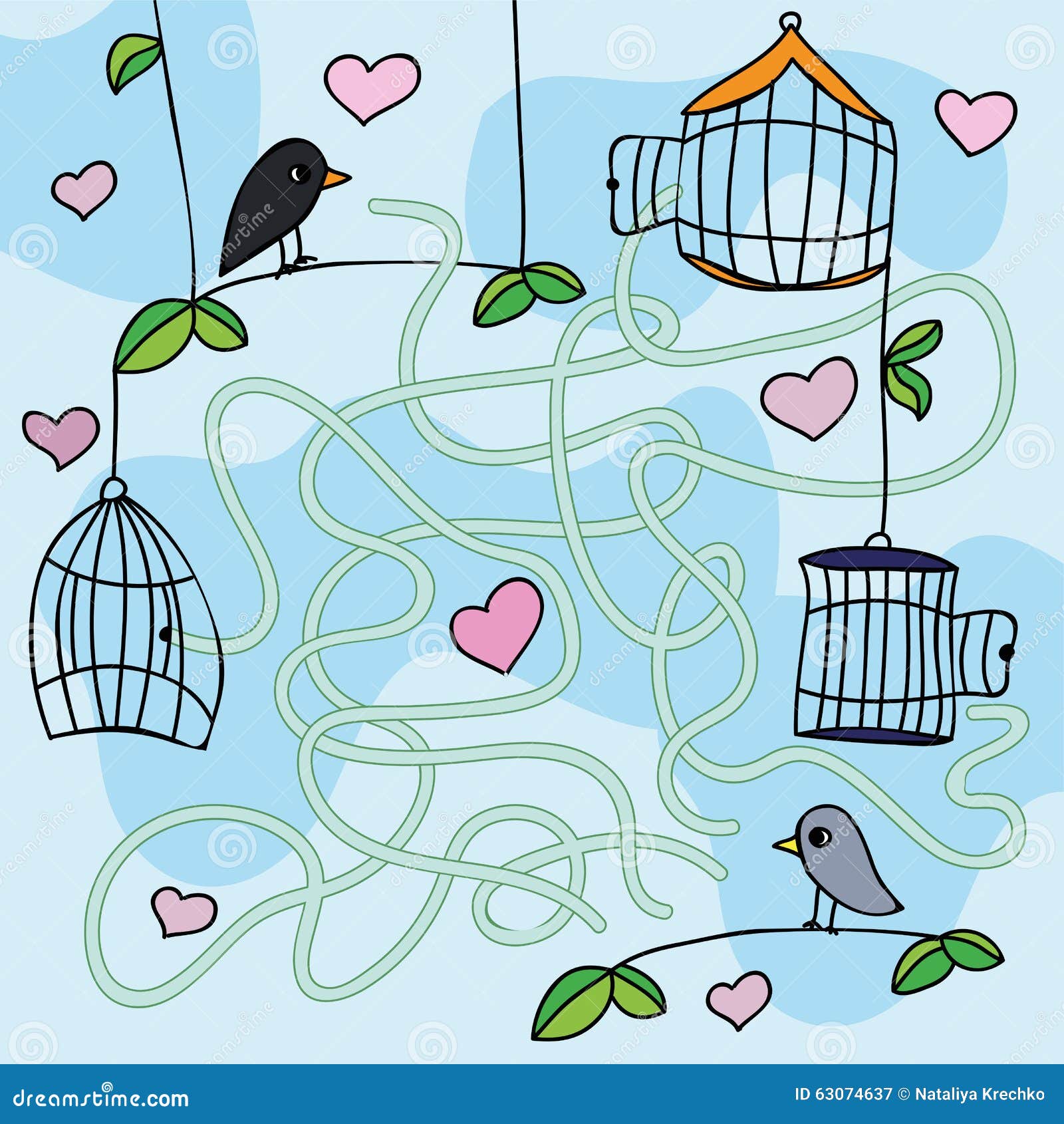 Maze Game -Vector Illustration with Funny Birds Stock Vector ...