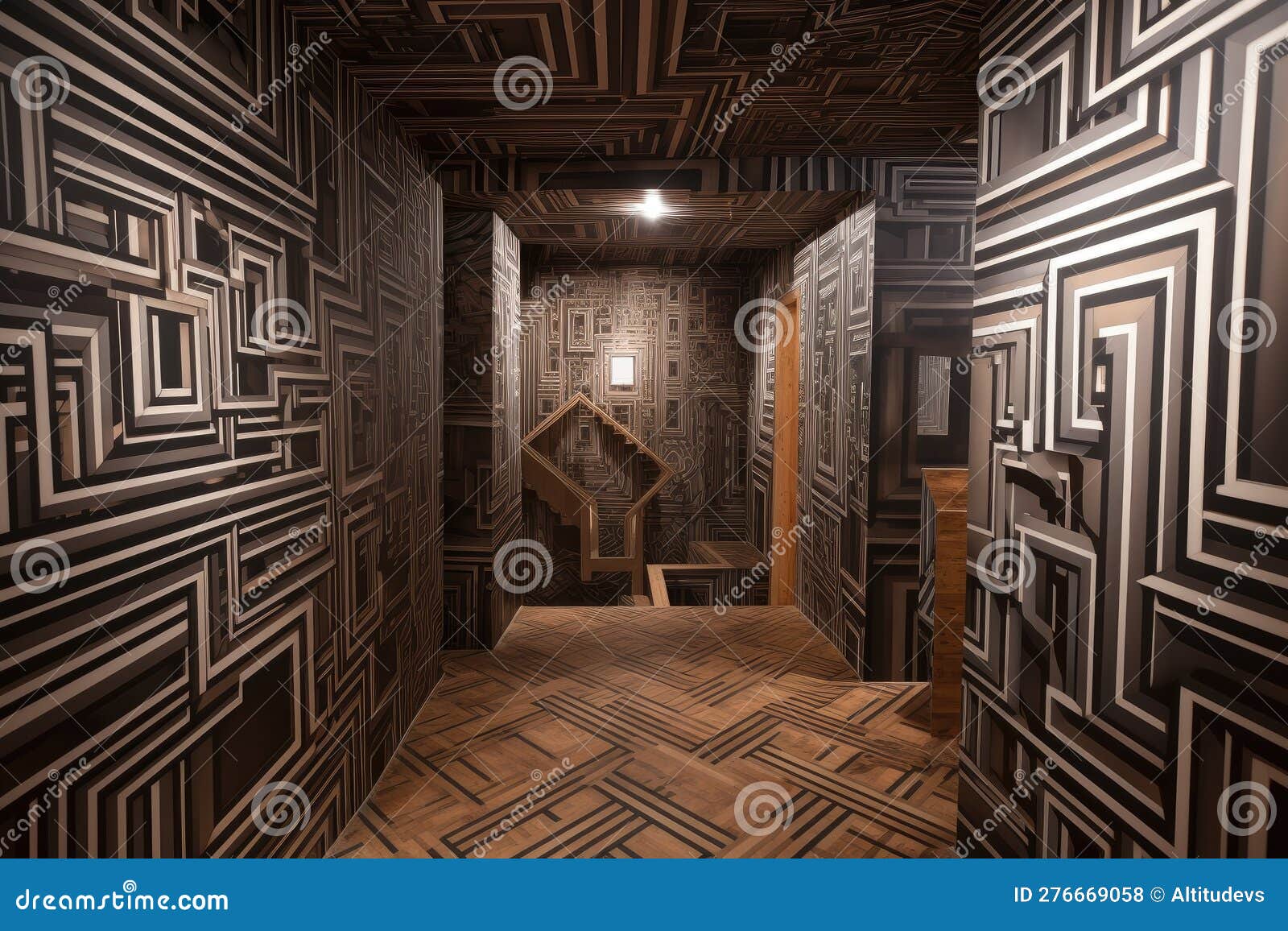 A Maze of Geometric Shapes, Optical Illusions and Hidden Doors Stock ...