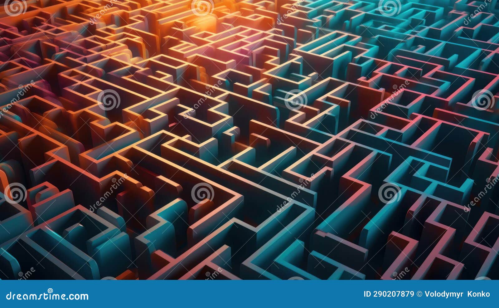 A Maze with a Glowing Center. Generative Ai Stock Image - Image of ...