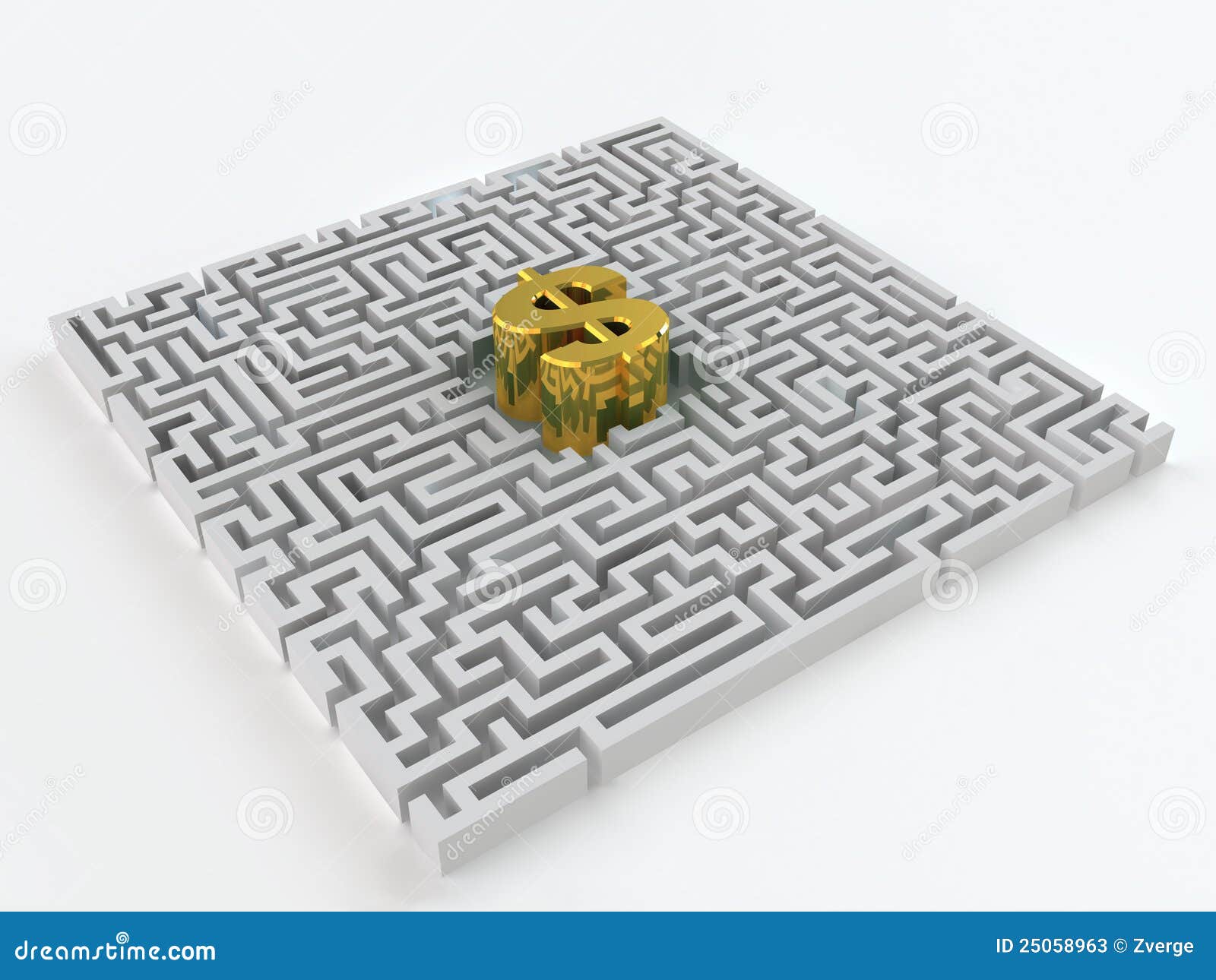 Maze and gold dollar stock illustration. Illustration of complex - 25058963