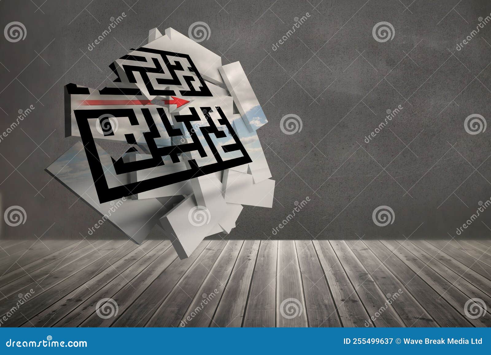 Maze Graphic on Abstract Screen in Room Stock Illustration ...