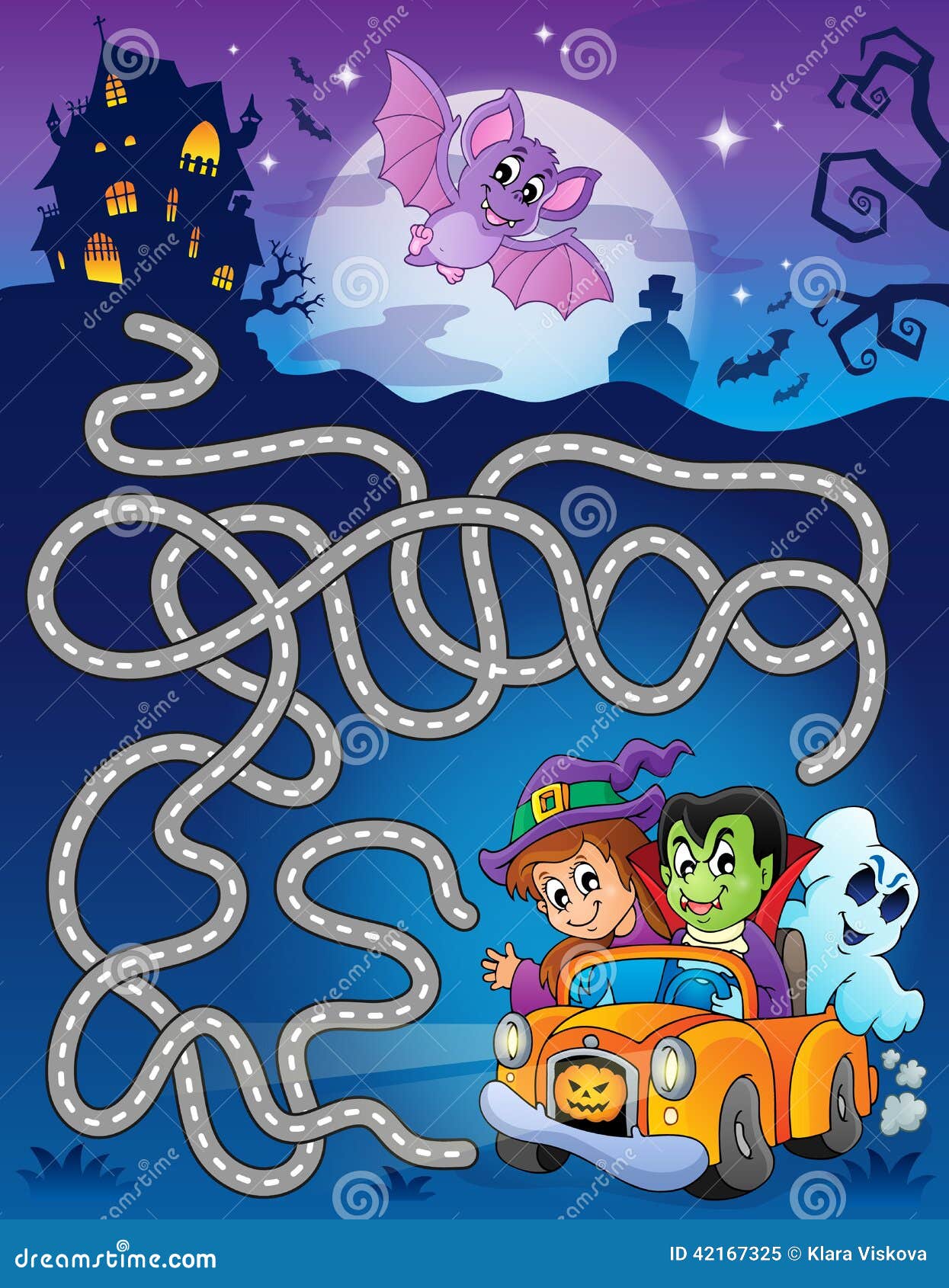 Maze 7 with Halloween Theme Stock Vector - Illustration of halloween ...