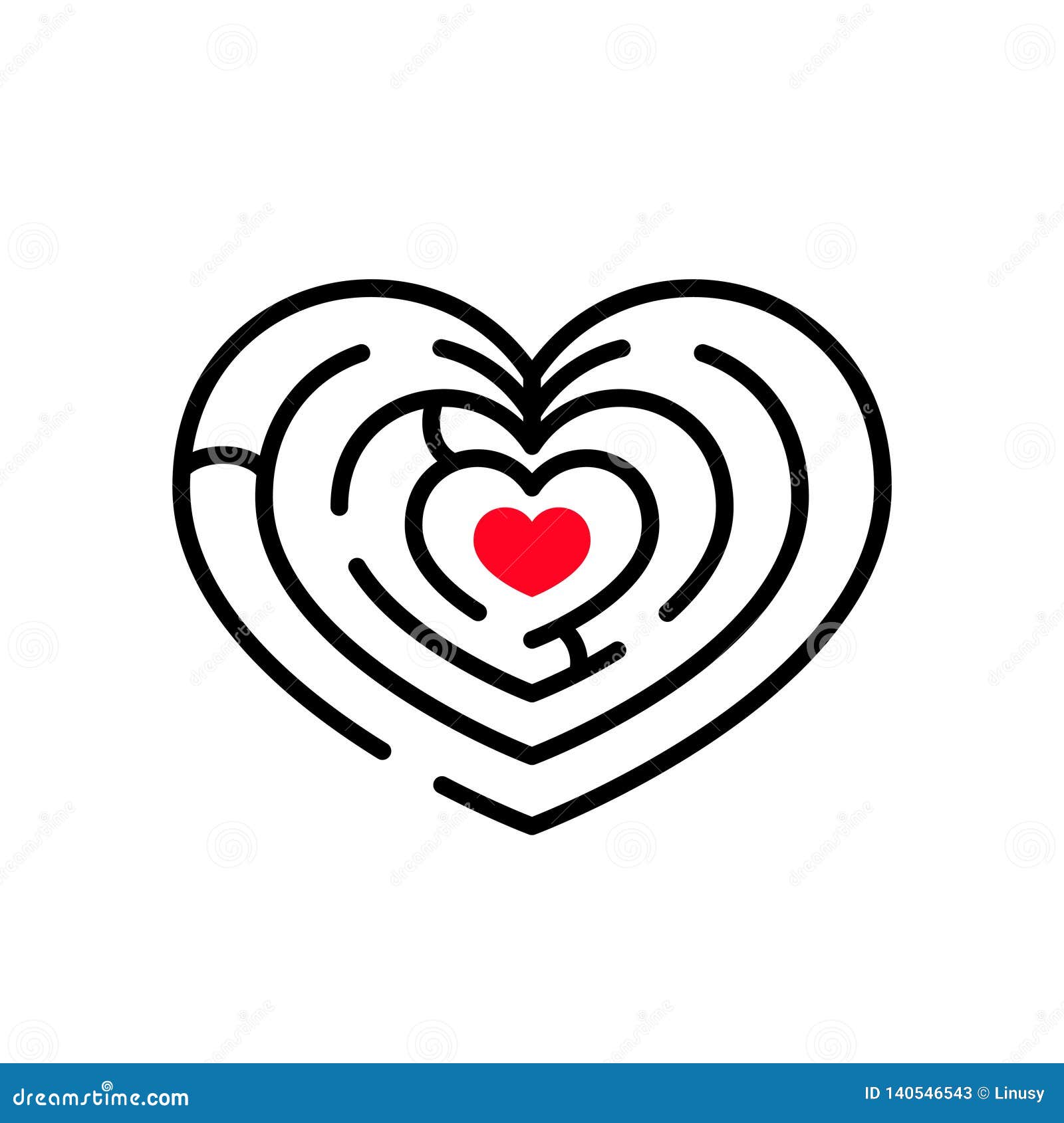 Maze in heart stock vector. Illustration of maze, love - 140546543