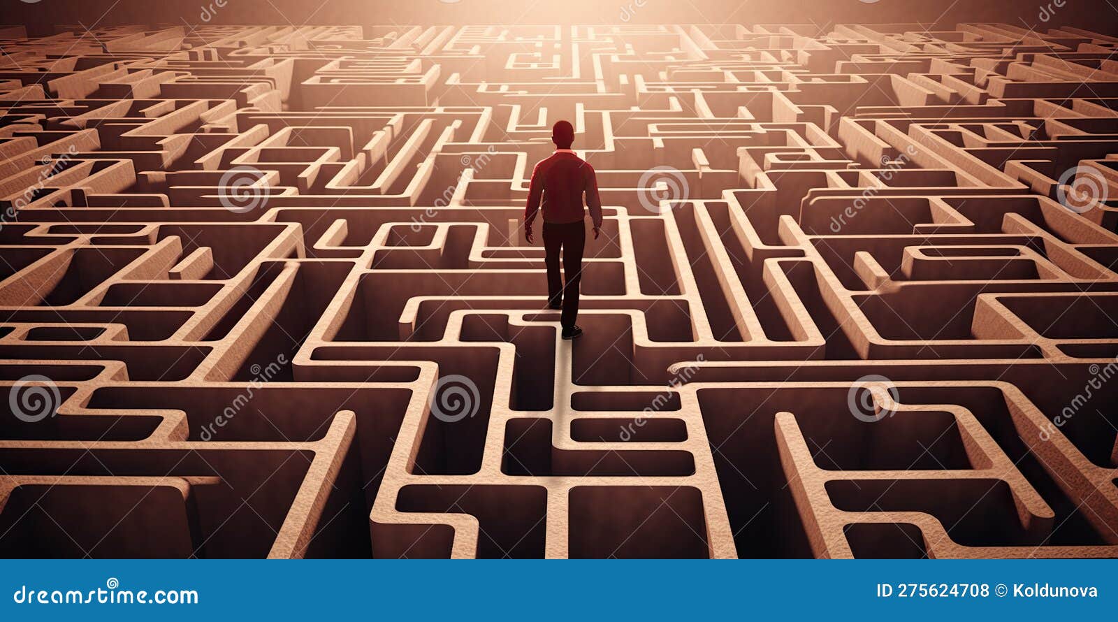 A Maze with a Human Figure Navigating through it, Displayed Against a ...