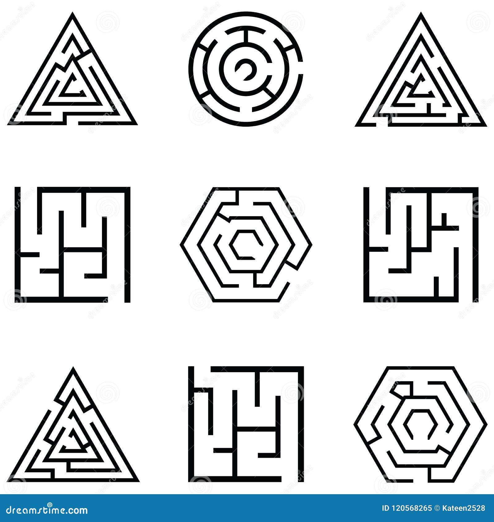 Maze icon set stock vector. Illustration of graphic - 120568265
