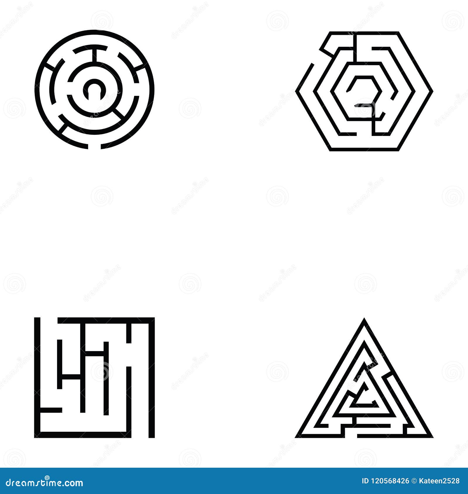 Maze icon set stock vector. Illustration of icon, challenge - 120568426