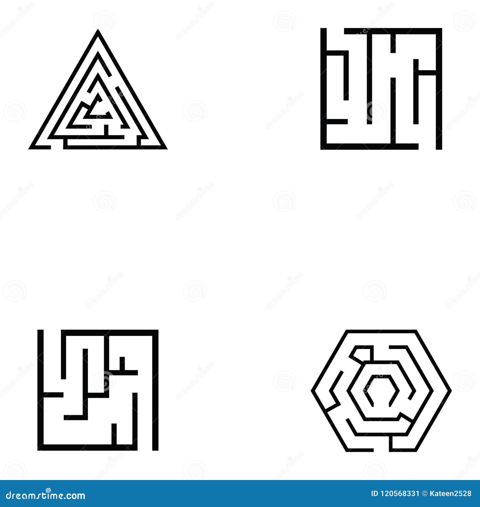 Maze icon set stock vector. Illustration of abstract - 120568331