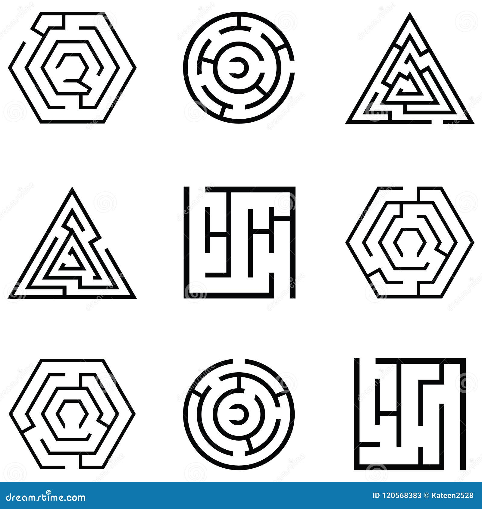 Maze icon set stock vector. Illustration of vector, success - 120568383