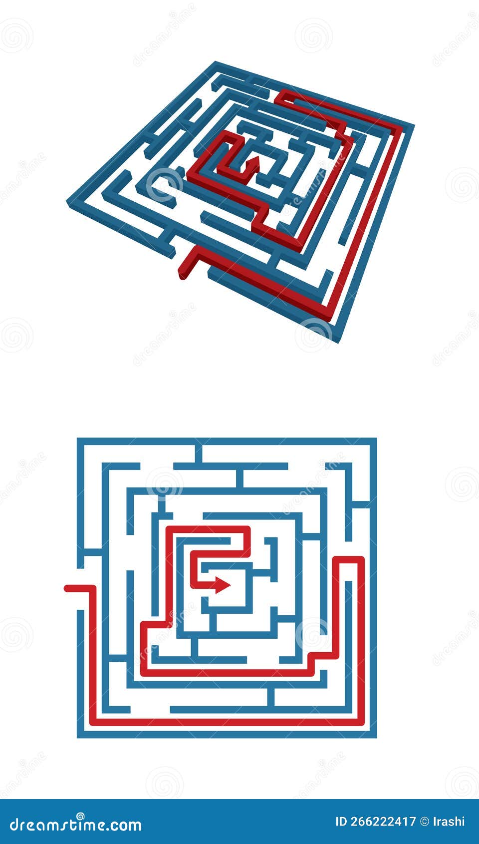 Maze Labyrinth 3d Icon with Red Arrow Stock Vector - Illustration of ...