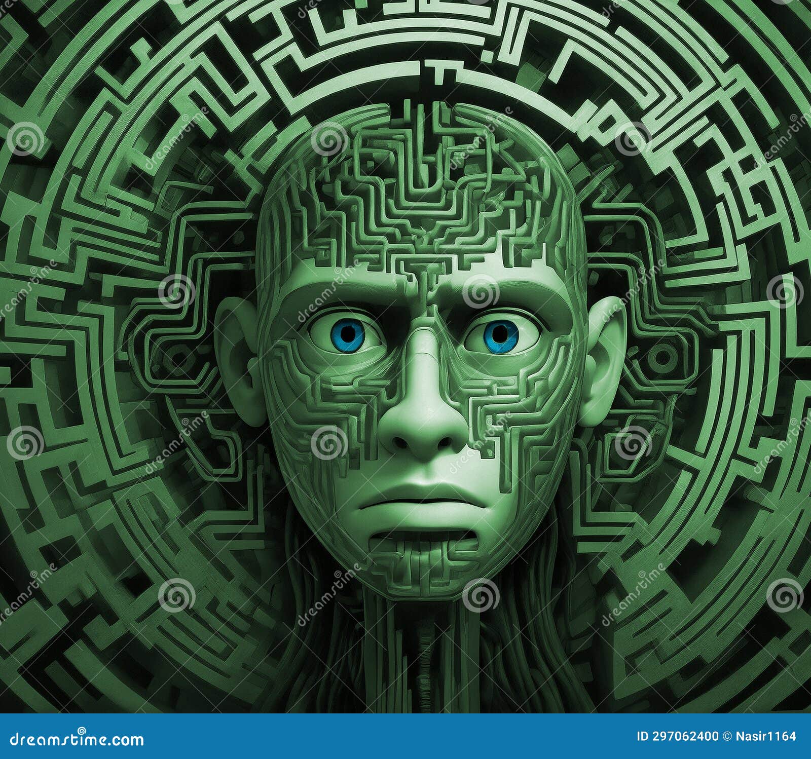 A Maze Labyrinth Design Featuring a Sad Face. Concept of Complexity ...