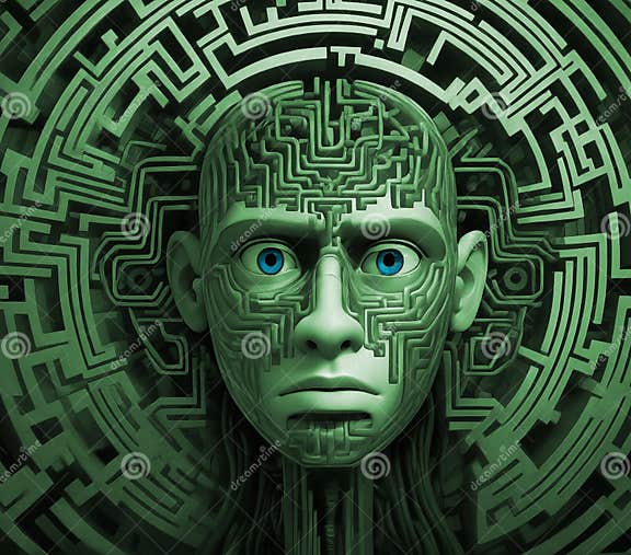 A Maze Labyrinth Design Featuring a Sad Face. Concept of Complexity ...