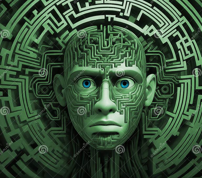 A Maze Labyrinth Design Featuring a Sad Face. Concept of Complexity ...