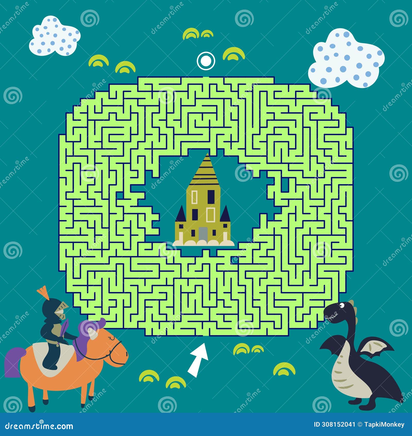Maze Labyrinth Game Fairy Tale Vector Illustration. Square Format ...