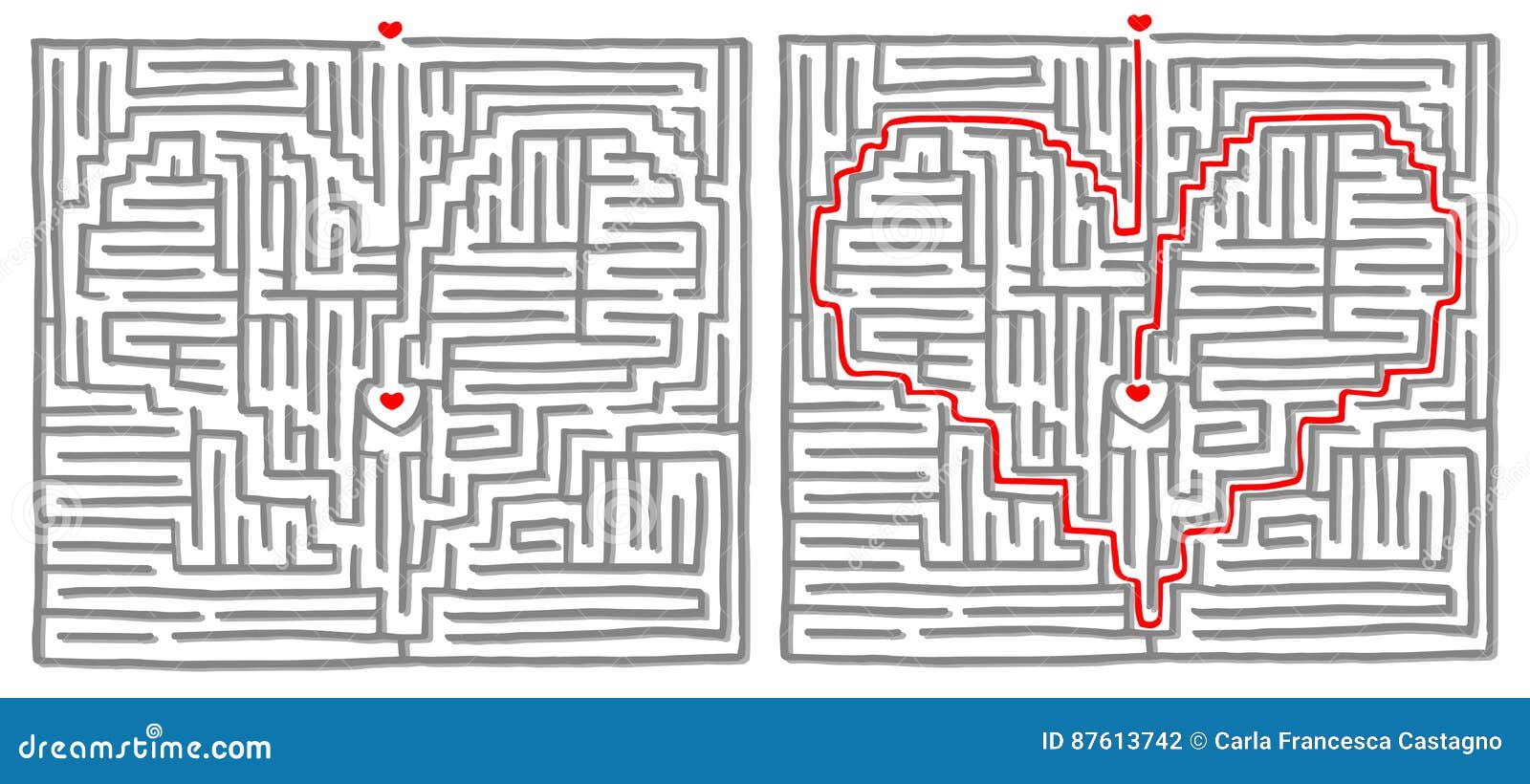 Maze labyrinth game Heart stock vector. Illustration of solved - 87613742