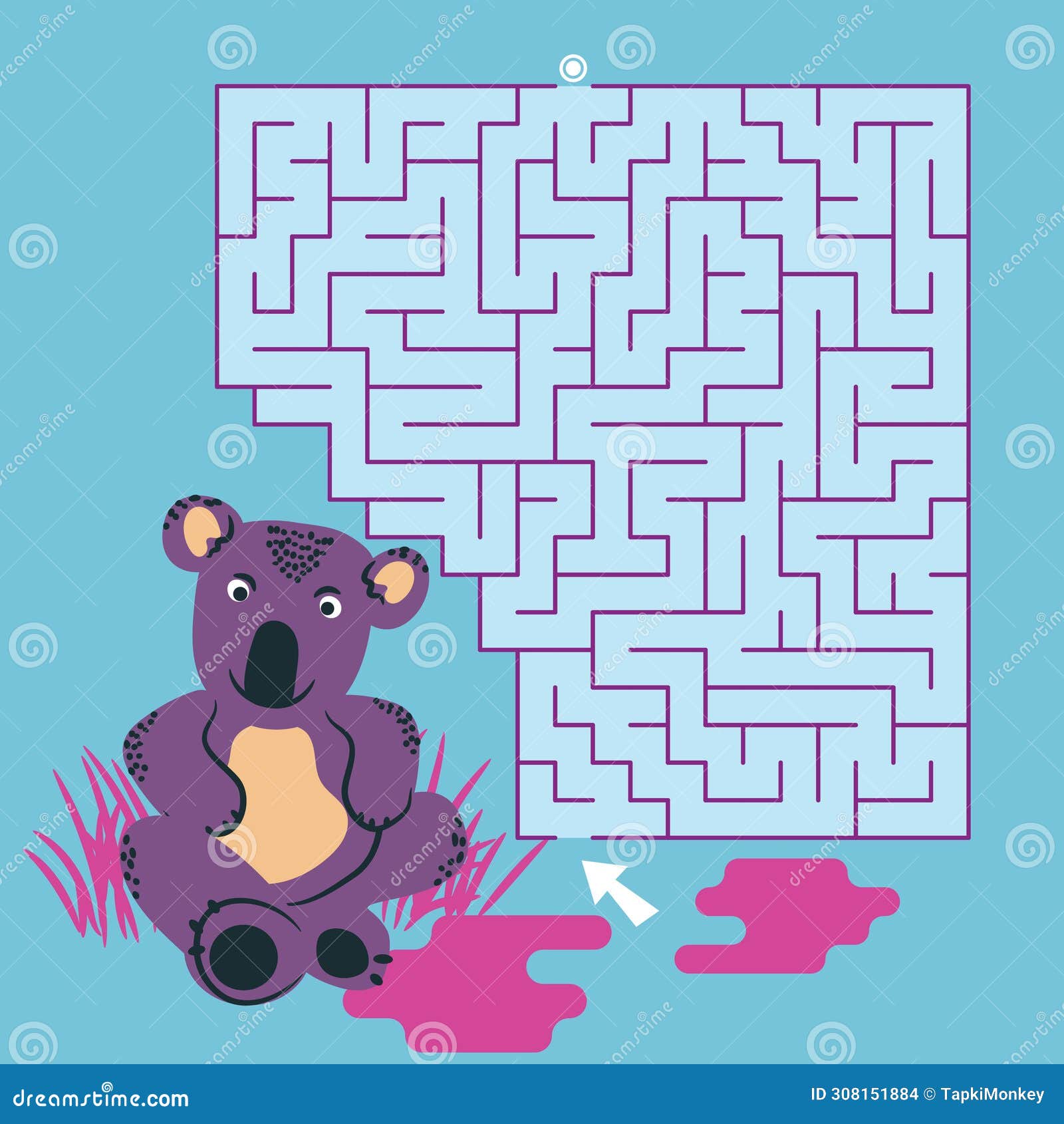 Maze Labyrinth Game Koala Vector Illustration. Square Format Puzzle for ...