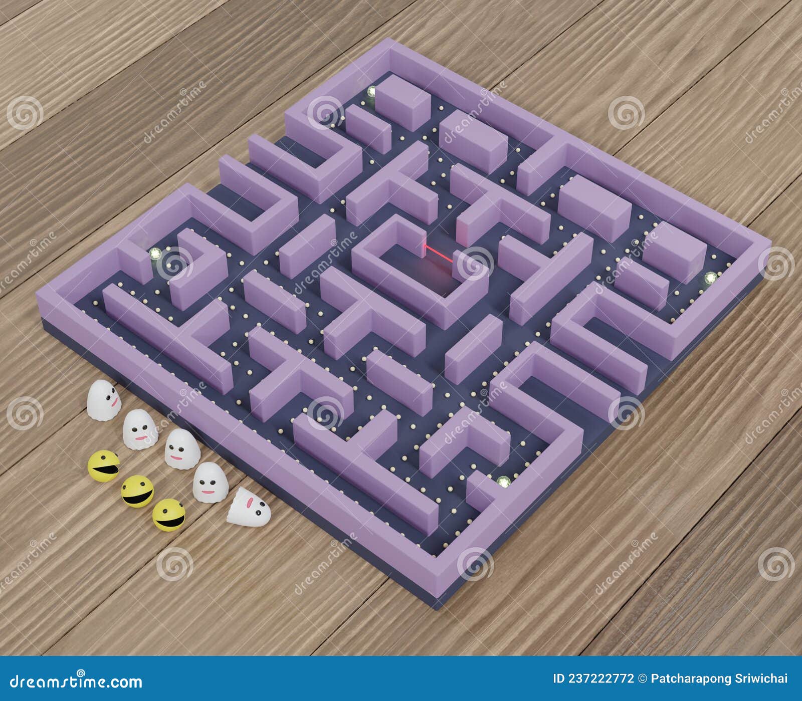 Arcade Maze Video Game on Wooden Plank 3d Render Illustration Stock ...