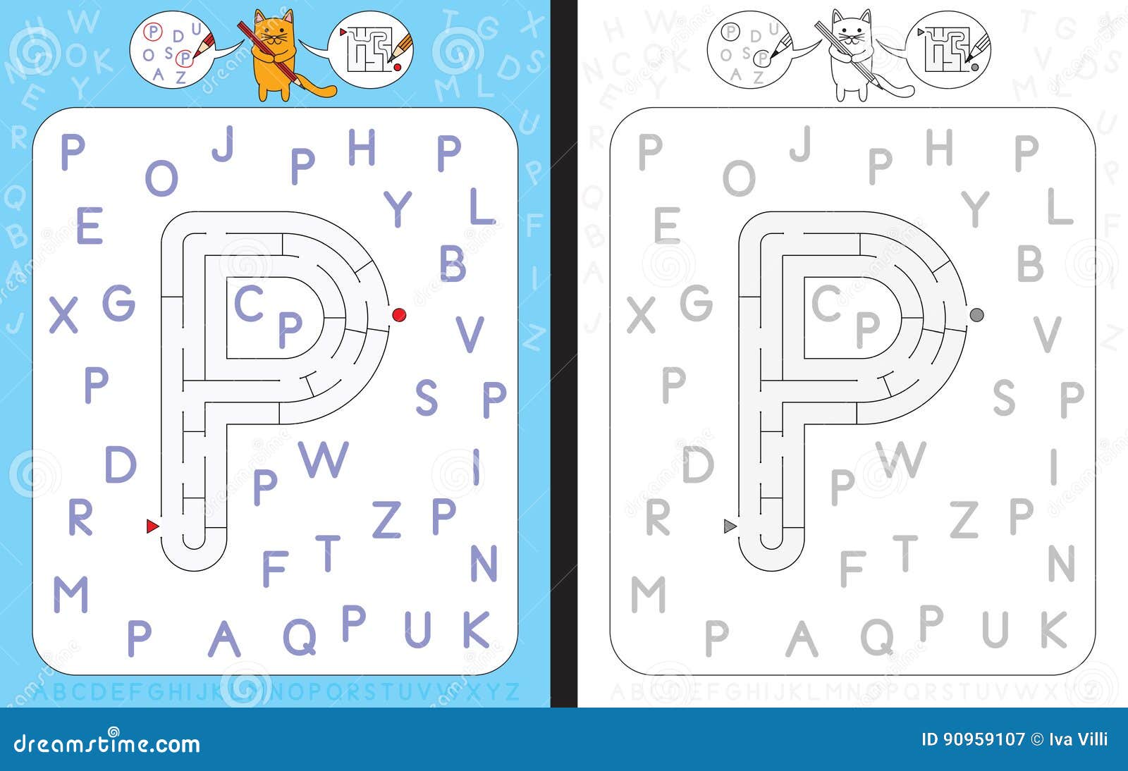 Maze letter P stock vector. Illustration of fine, vector - 90959107