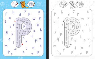 Maze letter p stock vector. Illustration of education - 103128033
