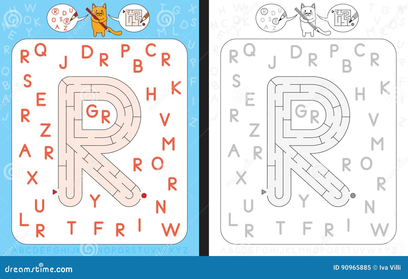 Maze letter R stock illustration. Illustration of path - 90965885