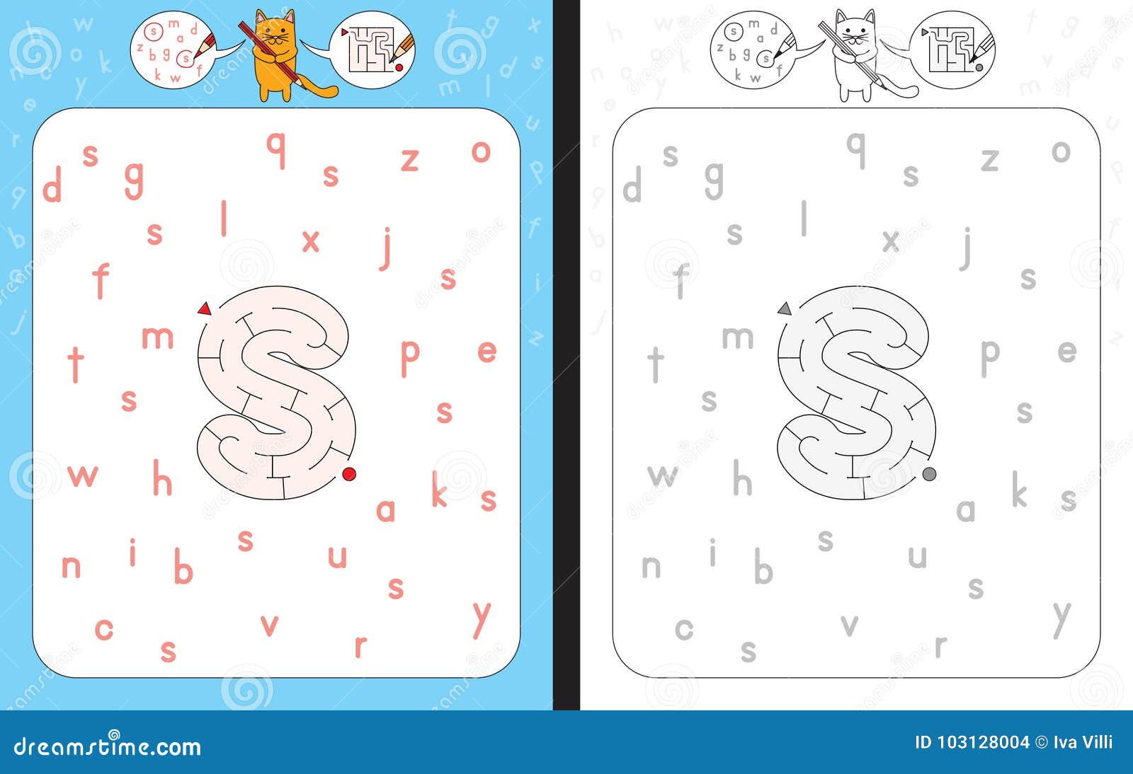 Maze letter s stock vector. Illustration of cartoon - 103128004