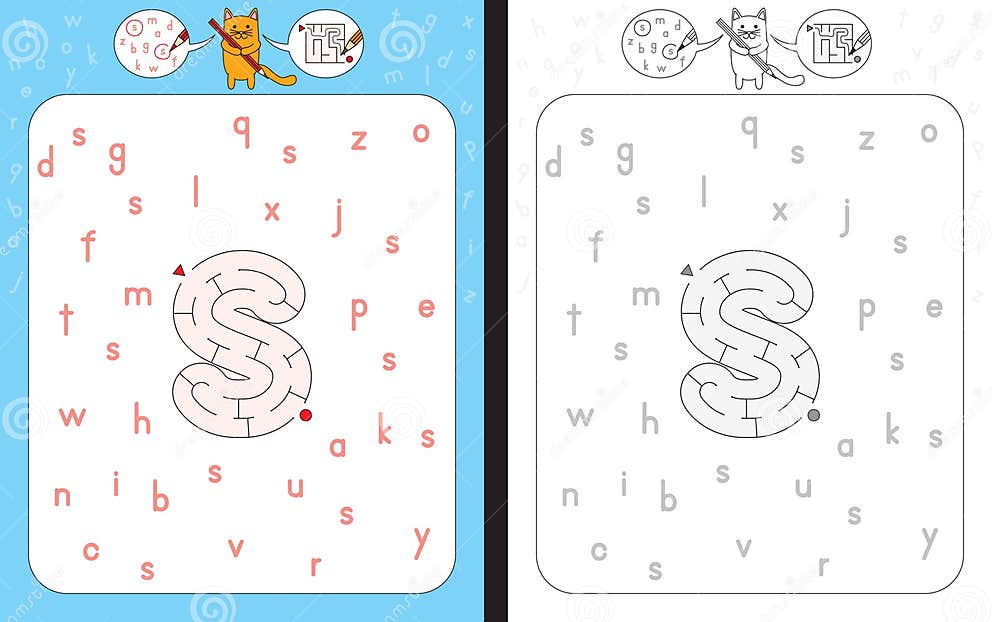 Maze letter s stock vector. Illustration of cartoon - 103128004