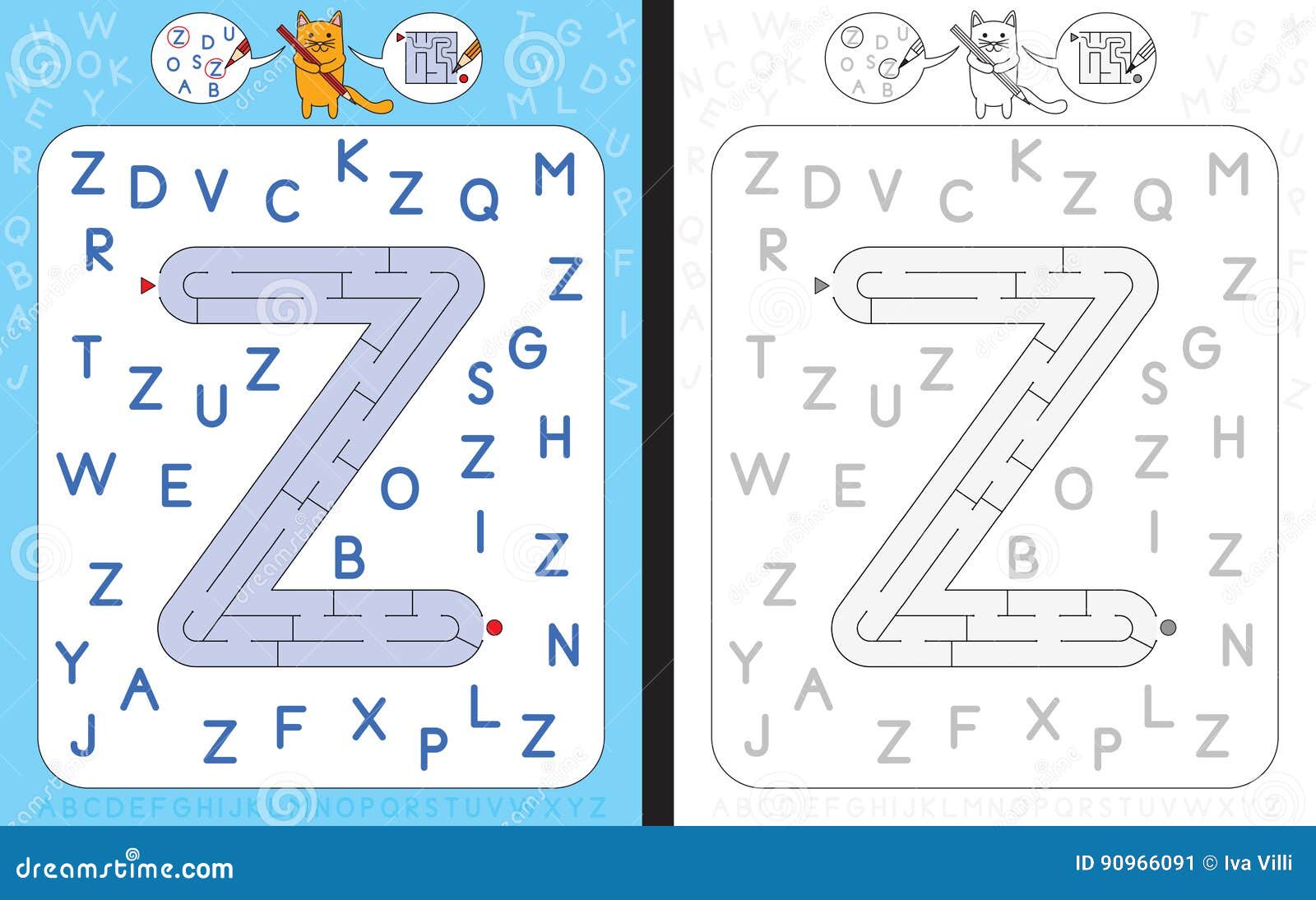 Maze letter Z stock vector. Illustration of color, maze - 90966091