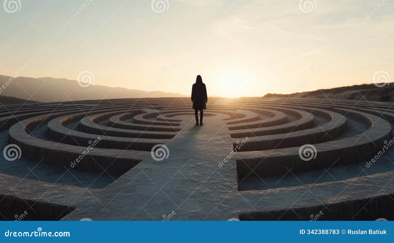 Maze of Life: an Individual Navigating a Labyrinth, Representing ...