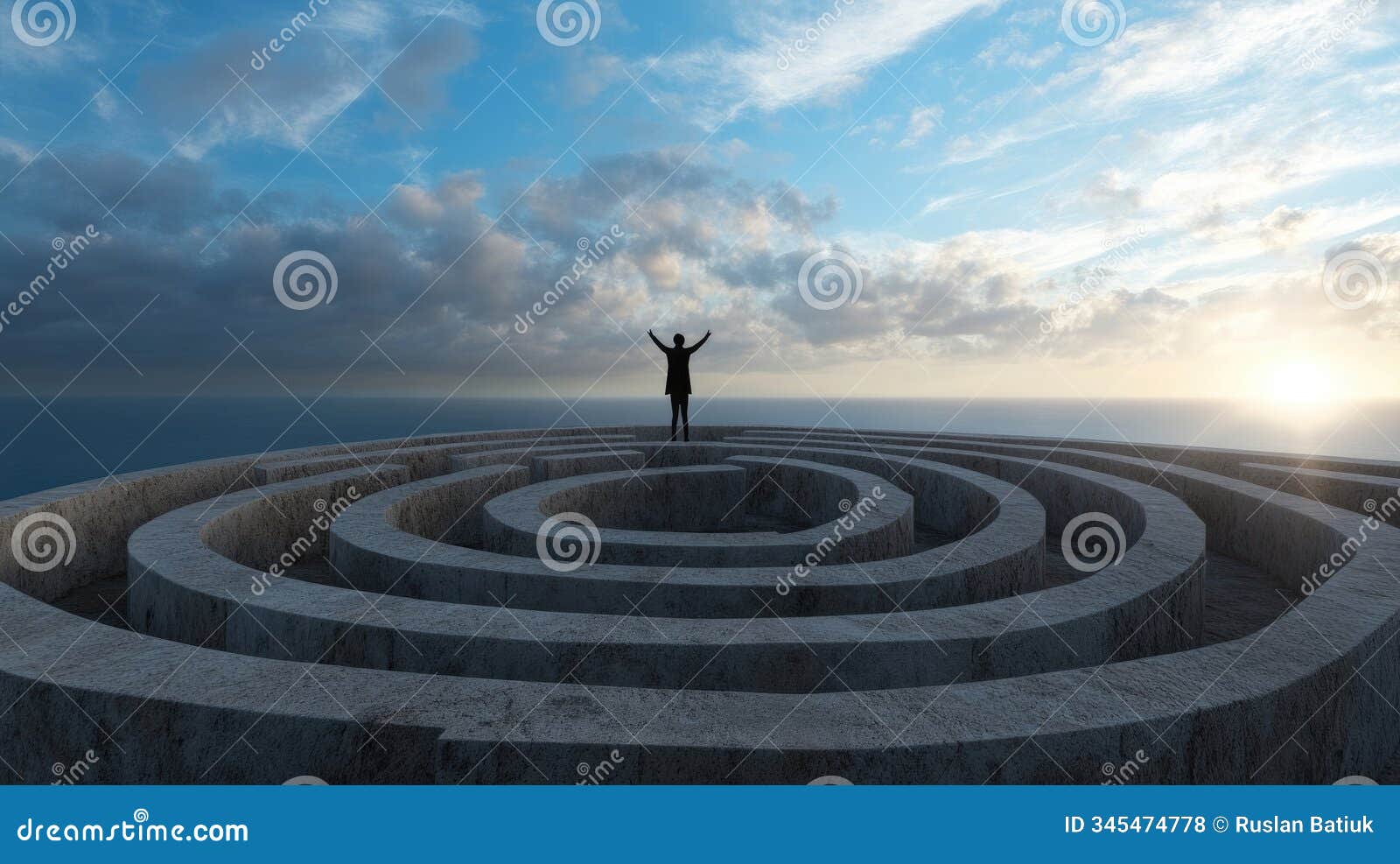 Maze of Life: an Individual Navigating a Labyrinth, Representing ...