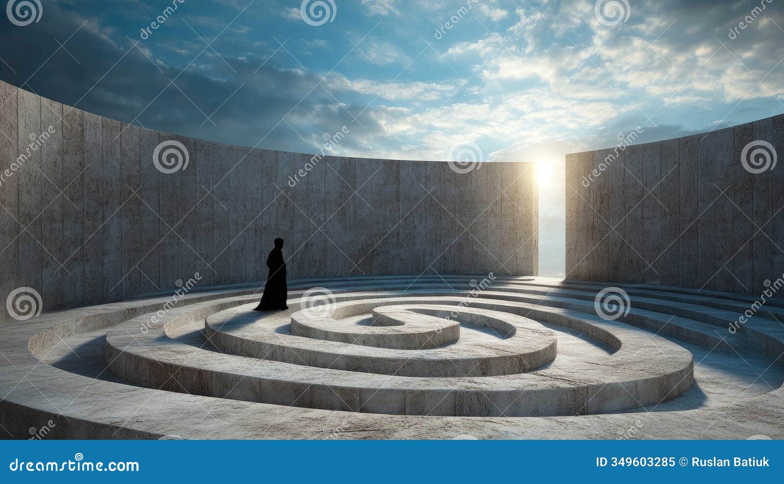 Maze of Life: an Individual Navigating a Labyrinth, Representing ...