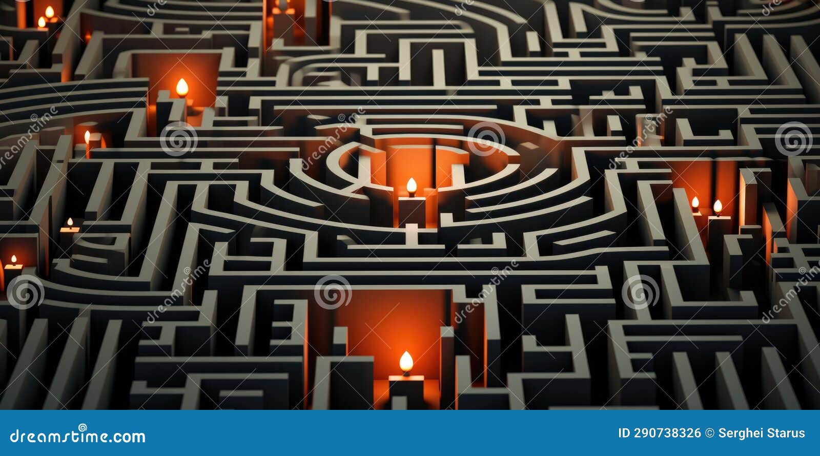 A Maze with Lit Candles Inside of it, AI Stock Illustration ...
