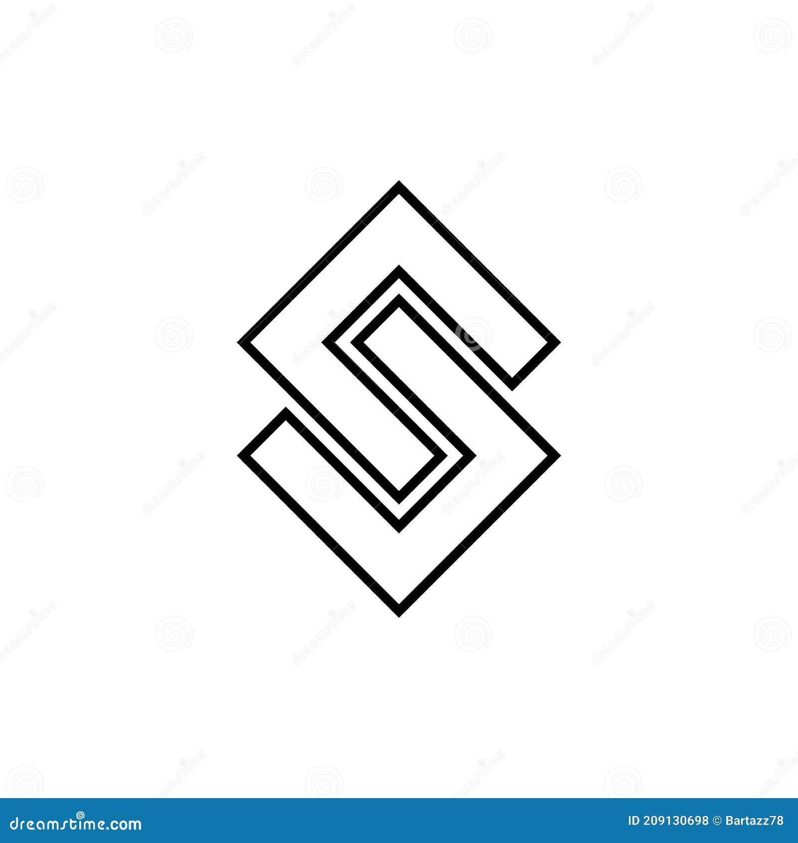 Single Square Vector Logo with Double Stroke on White Background Stock ...