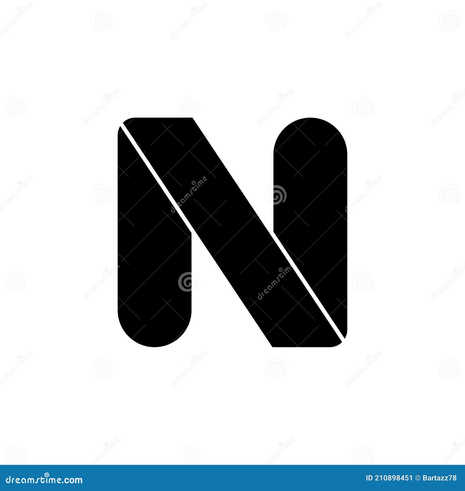 Black and White Filled Letter N Logo Web Icon on Isolated White ...