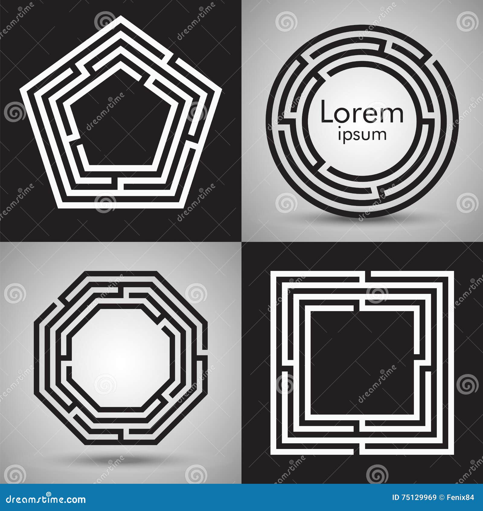 Maze Logo Collection. Vector Logotype Design Set. Stock Vector ...