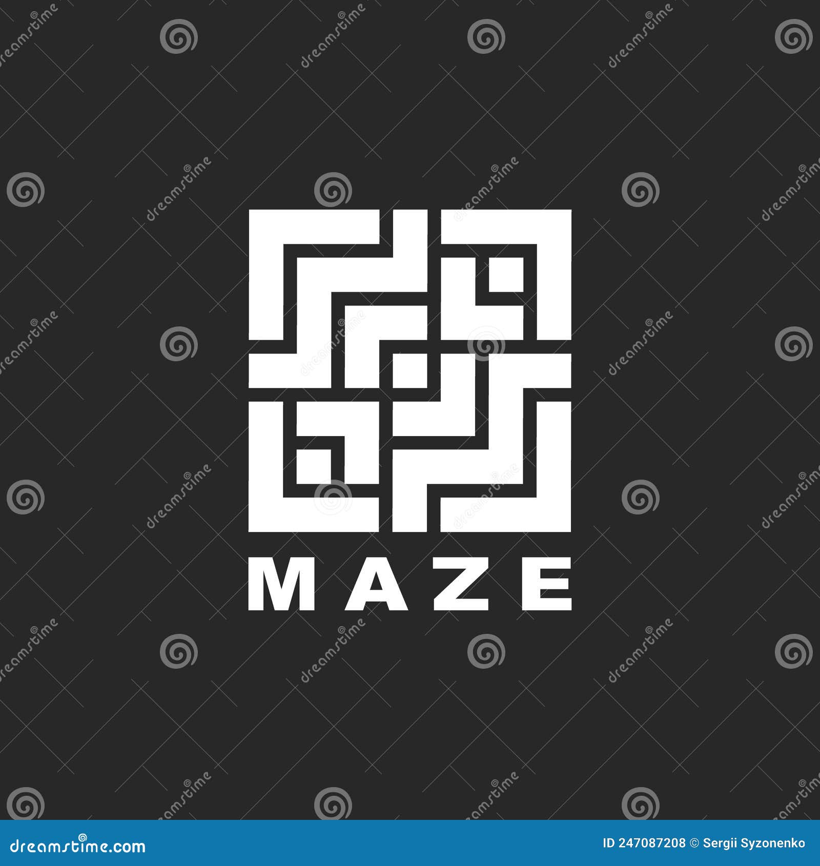 Maze Logo Square Geometric Shape Symbol, Labyrinth Form Creative ...