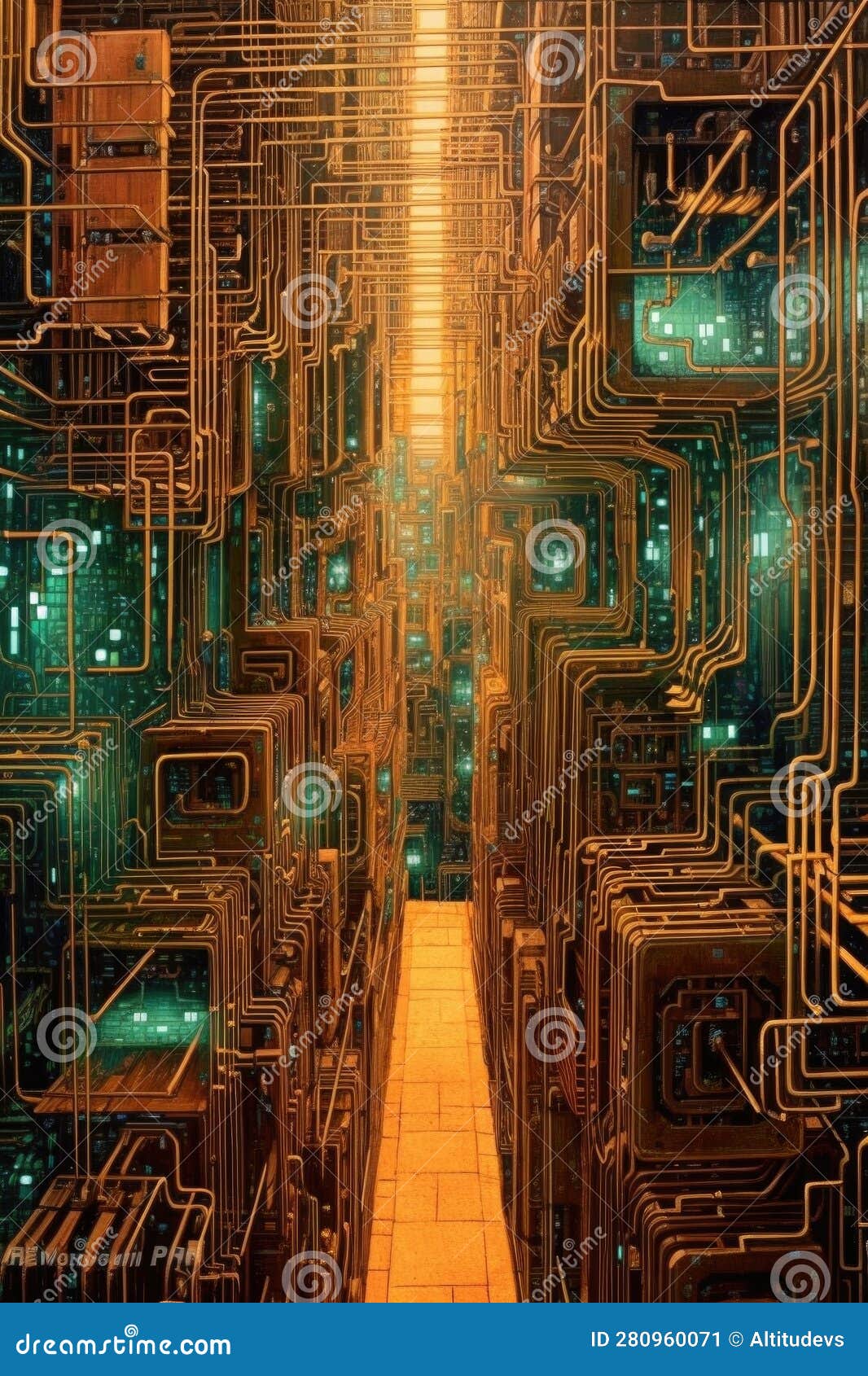 A Maze Made of Circuit Board Pathways Representing Data Processing ...