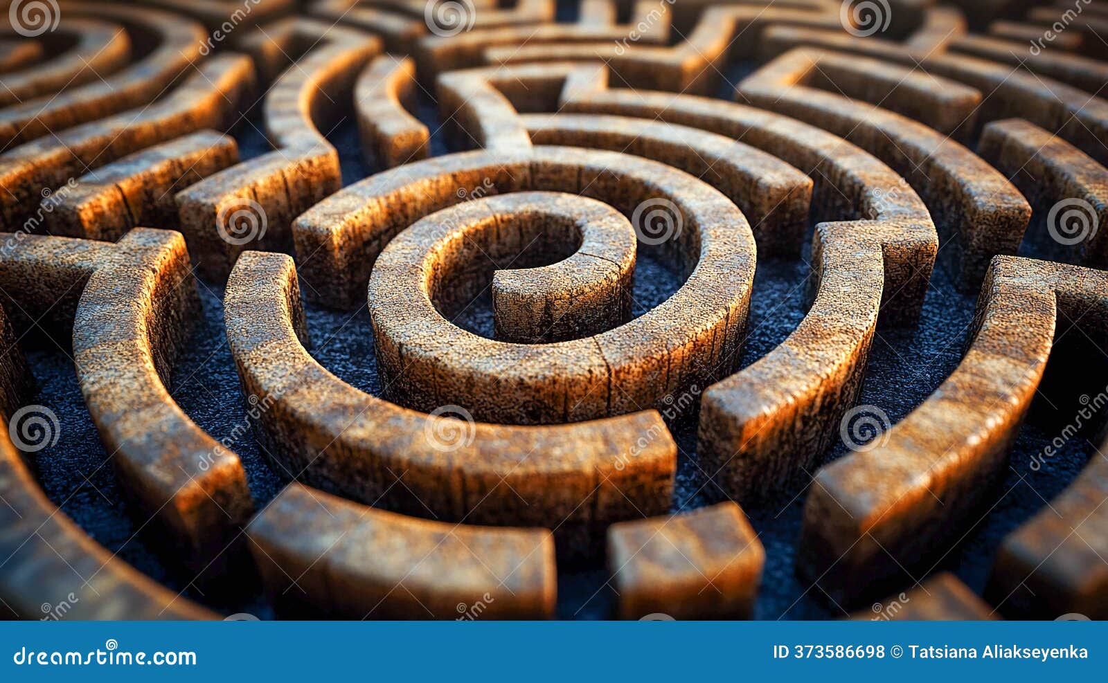 Maze Of Stone Walls With An Overhead Perspective. The Walls Are Tall ...