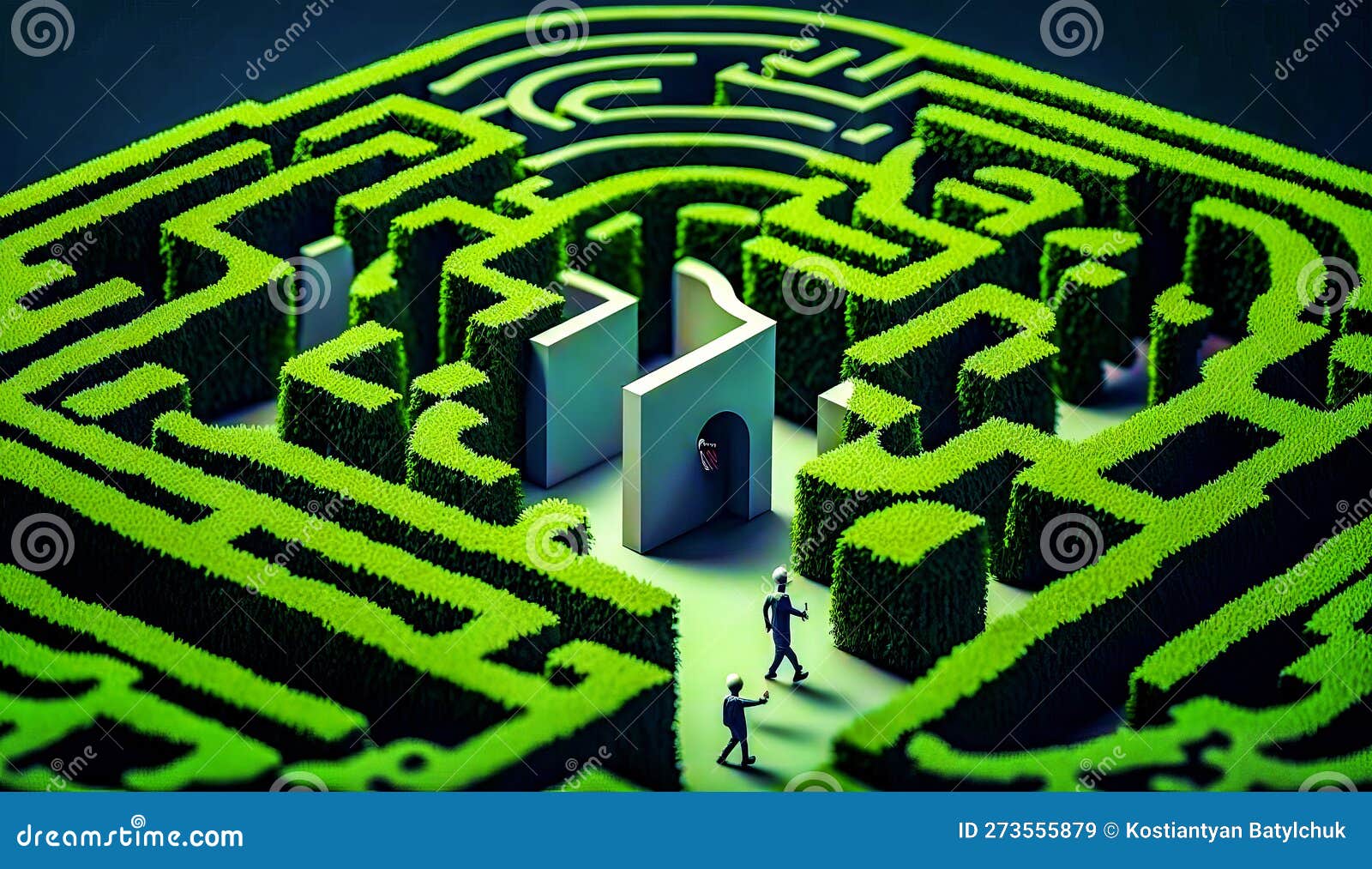 Maze with Man Standing in the Middle of it. Generative AI Stock ...