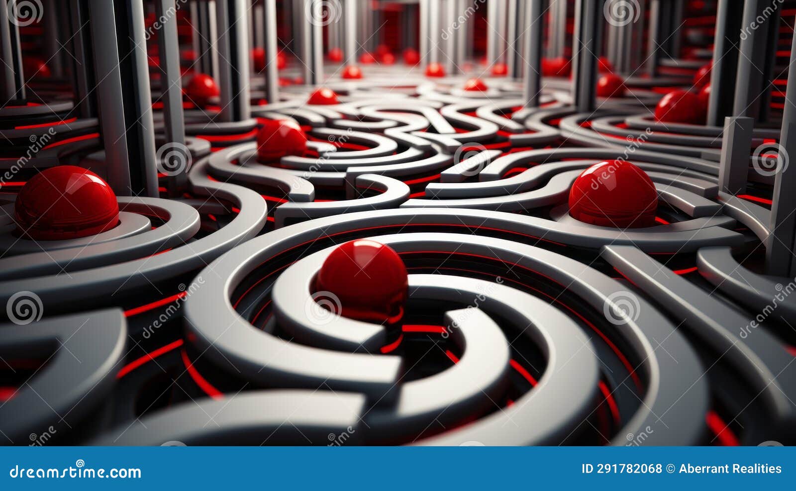 A Maze with Many Red Balls in it Stock Illustration - Illustration of ...